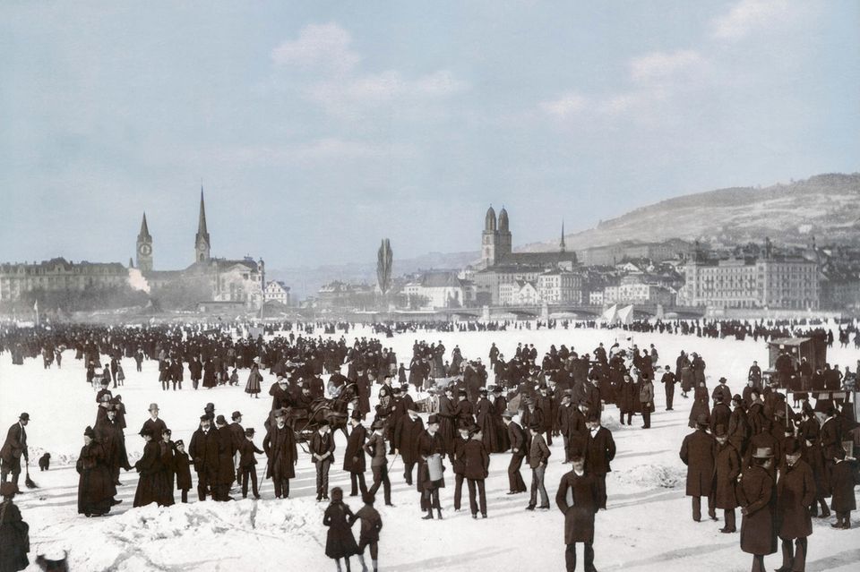 Zugefrorener Zürichsee, Winter 1891 - [GEO]